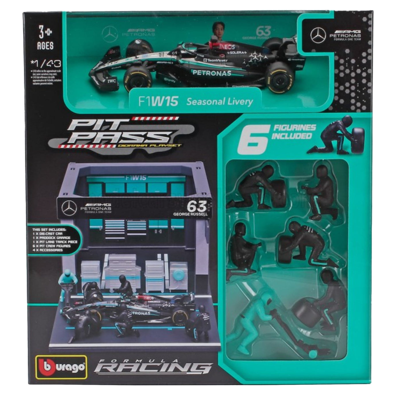 1:43 Formula Pit Pass- MB-AMG Petronas F1 W15 Team – Mastermind Toys