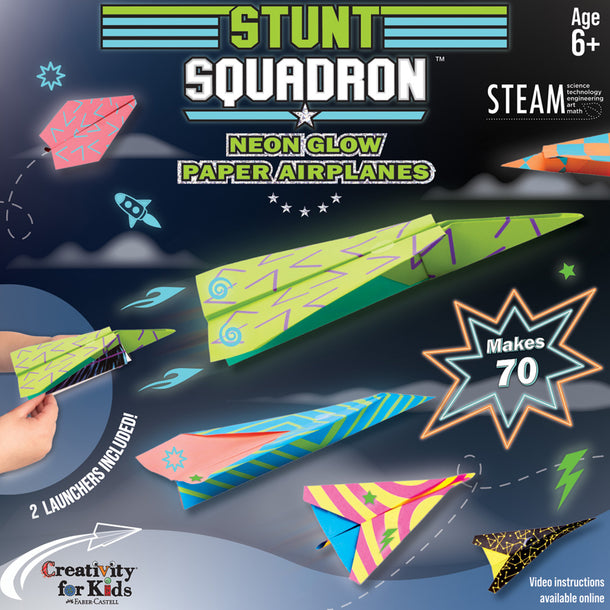 Stunt Squadron Neon Glow Paper Airplanes | Mastermind Toys