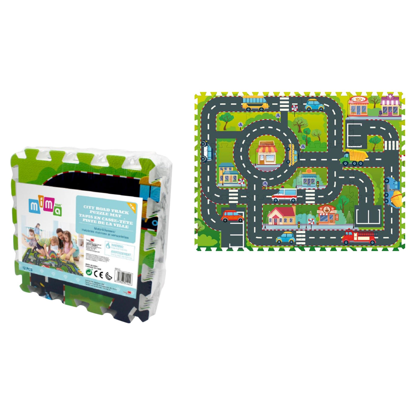 Mima - City Road Truck Puzzle Foam Mat 12-Piece – Mastermind Toys